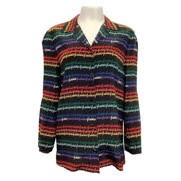 Gucci | Tops | Gucci Black Multi Silk Logo Blouse | Poshmark